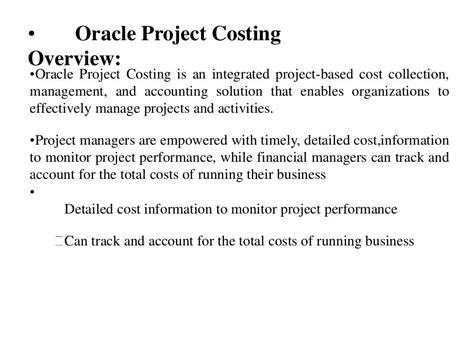 Oracle Project Costing