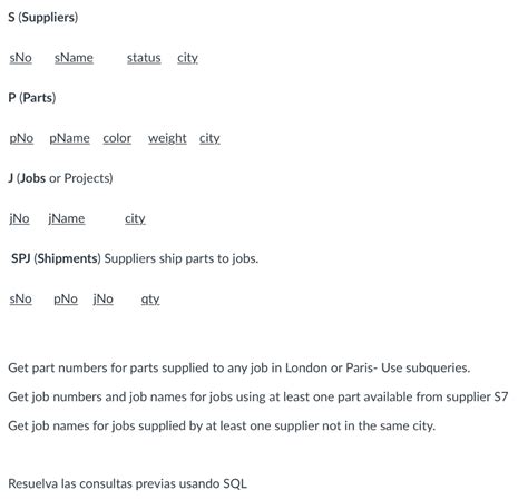 Solved Get Part Numbers For Parts Supplied To Any Job In Chegg Com