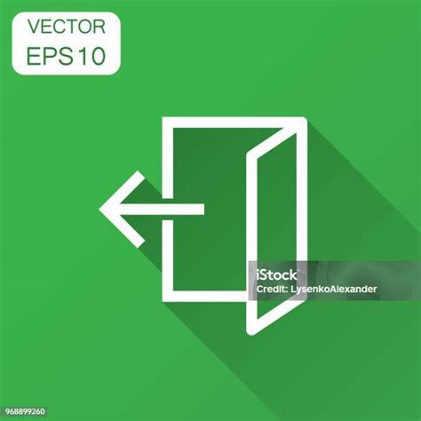 플랫 스타일의 입구 문입니다 문을 그림 긴 그림자를 종료 합니다 문간 입구 개념입니다 가까이 옴에 대한 스톡 벡터 아트 및 기타