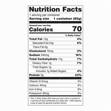 Premium Vector Nutrition Facts Label Us Food Drugs Administration Fda Simplified Display