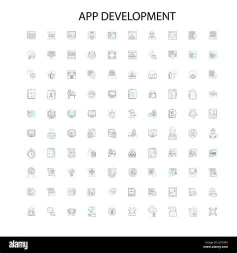 App Development Concept Icons Signs Outline Symbols Concept Linear Illustration Line