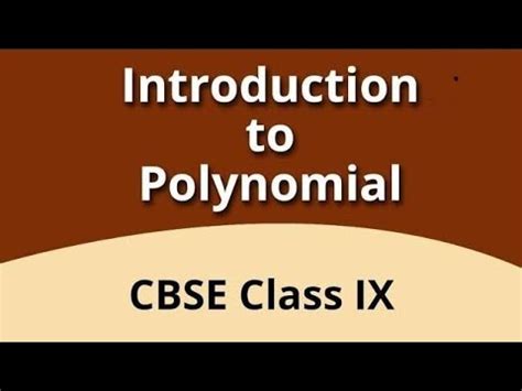 CLASS Th NCERT CH POLYNOMIALS IN ONE VARIABLE YouTube
