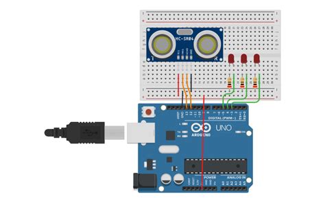 Circuit Design 18 1 Проект с датчиком расстояния Tinkercad