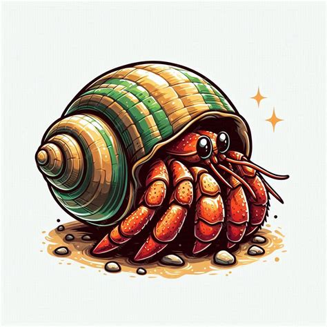 Premium Vector A Cute Hermit Crab Cartoon Vector Art Illustration White Background
