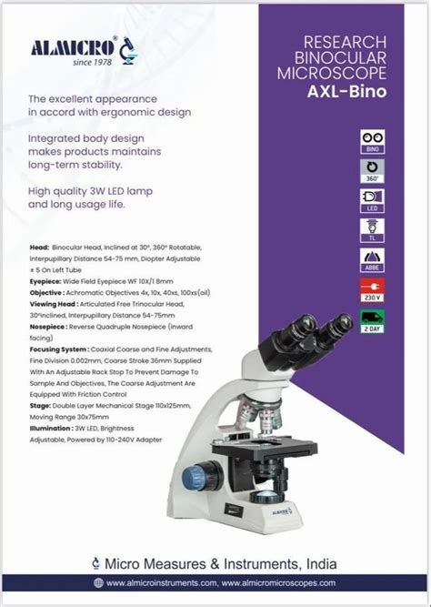 Almicro Metal Binocular Microscope Axl Bino Led Upto 1000x At ₹ 26000 In Ambala