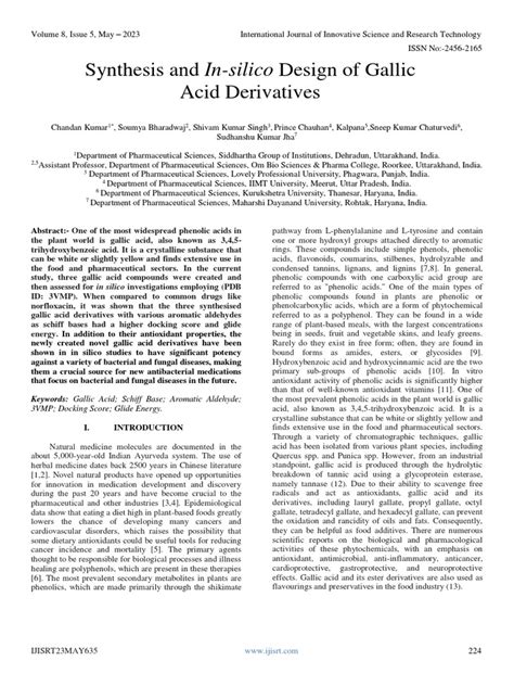 Synthesis And In Silico Design Of Gallic Acid Derivatives Pdf Docking Molecular Thin