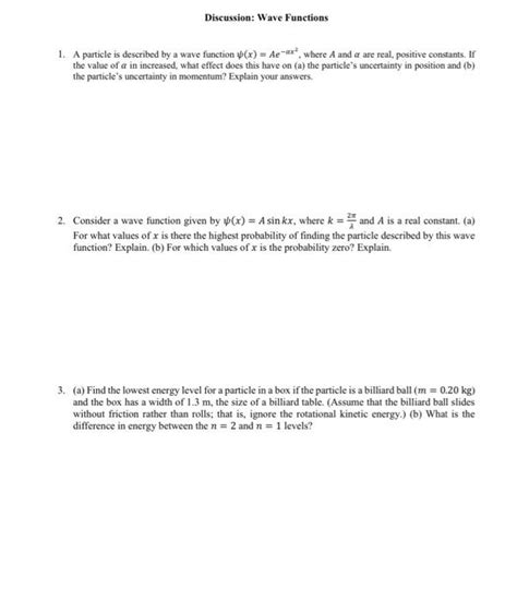 solved discussion wave functions 1 a particle is described