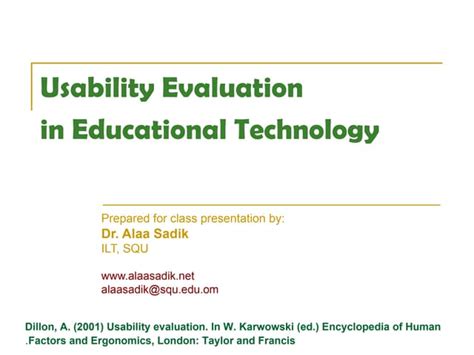 Usability Evaluation In Educational Technology Ppt