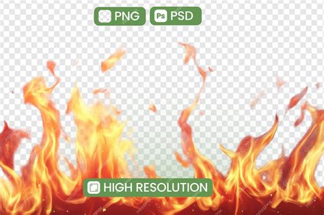 고해상도 Png 및 Psd 파일을 다운로드 현실적인 불 불꽃 디자인 프로젝트와 시각 효과에 완벽한 화려하고 강렬한 테마를 위해 놀라운 비주얼 프리미엄 Psd 파일
