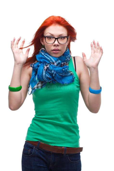Red Haired Girl Showing Ok Gesture Stock Image Image Of Joyful Beautiful 20576085