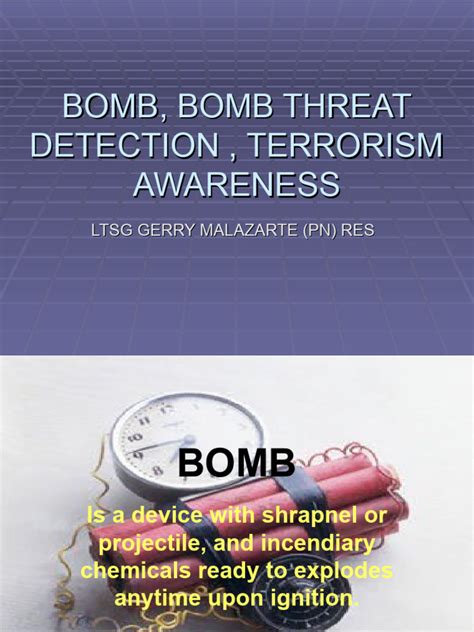Bomb Bomb Threat Detection Terrorism Awareness Pdf