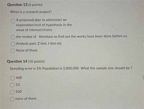 Solved Question 13 6 Points What Is A Research Project A