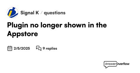 Plugin No Longer Shown In The Appstore Signal K
