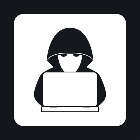 Hacker Behind A Computer Icon Simple Style Vector Art At Vecteezy