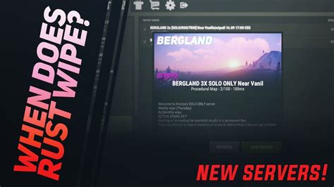 When Does Rust Wipe My Own New Servers YouTube