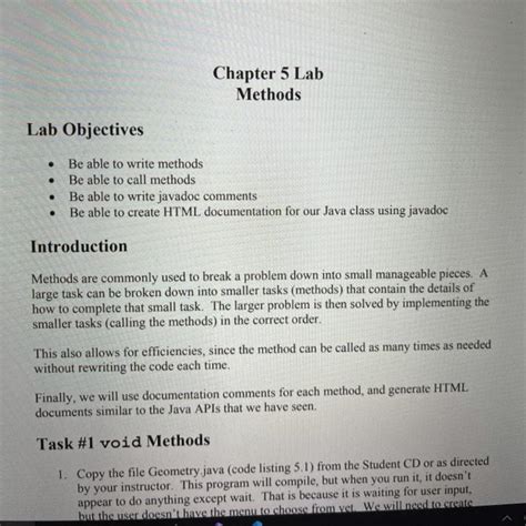 Solved Chapter 5 Lab Methods Lab Objectives Be Able To