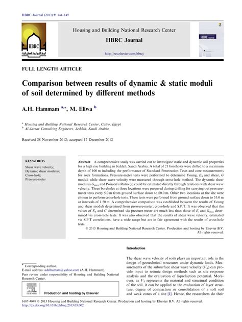 PDF Comparison Between Results Of Dynamic Static Moduli Of Soil Determined By Different Methods