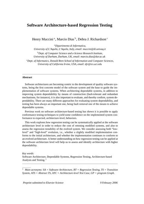 Pdf Software Architecture Based Regression Testing Dokumentips