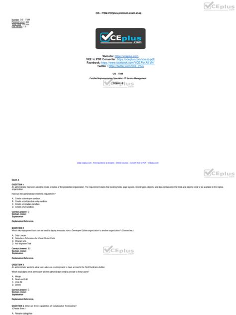 Servicenow Cis Itsm By Vceplus 434q Demo Pdf Java Script