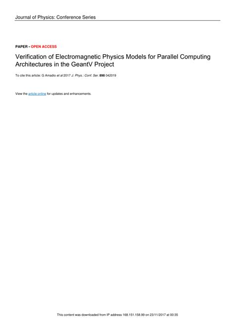 Pdf Verification Of Electromagnetic Physics Models For Parallel Computing Architectures In The