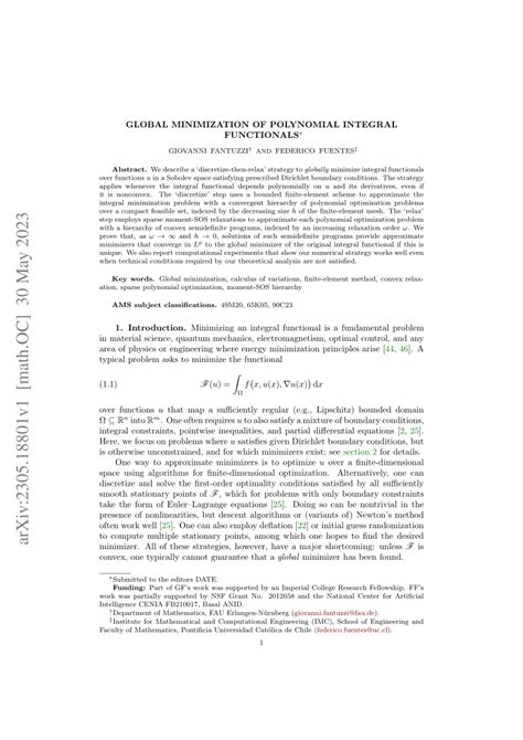 Pdf Global Minimization Of Polynomial Integral Functionals