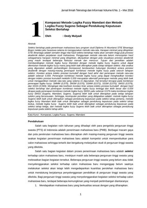 PDF Komparasi Metode Logika Fuzzy Mamdani Dan Metode Logika DOKUMEN TIPS