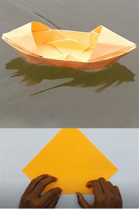 someone is making a paper boat in the water