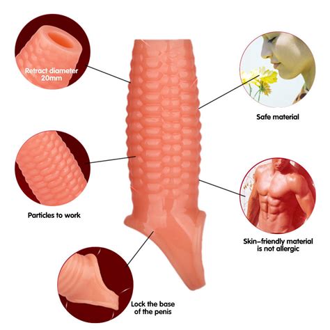 Silicone Reusable Penis Sleeve Flexible Glans Penis Enlarger Extender Delay Ejaculation Cock