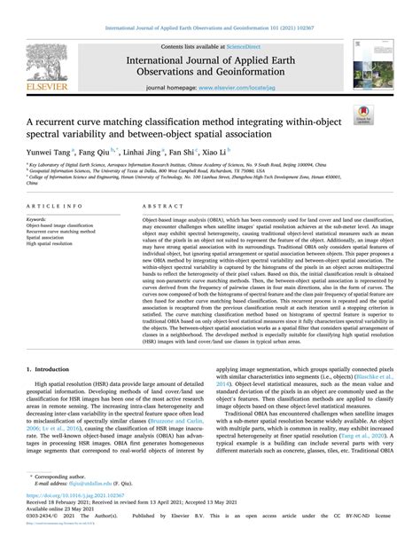 Pdf A Recurrent Curve Matching Classification Method Integrating Within Object Spectral