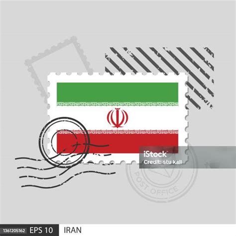 이란 국기 우표 회색 포스트 스탬프 배경에서 격리된 벡터 그림과 지정은 벡터 Eps10입니다 0명에 대한 스톡 벡터 아트 및 기타 이미지 Istock