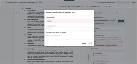 Request Exceptions For Non Standard Playbook Terms Ironclad
