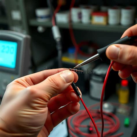 A Hand Holding A Circuit Tester With Probes Measuring Resistance Across A Hand Holding A Circuit Tester With Probes Measuring Resistance Across