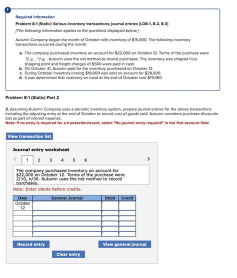 solved required informationproblem 8 1 static ﻿various