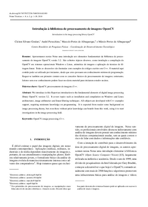 Pdf Introdução à Biblioteca De Processamento De Imagens Opencv