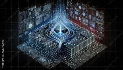 Photo And Art Print 3d Matrix Grid Representing Machine Learning Algorithms Visualizing Ai Driven