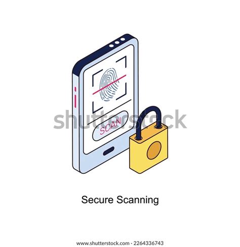 Secure Scanning Vector Isometric Filled Outline Stock Vector Royalty