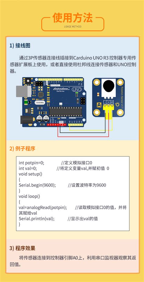 Arduino 旋转角度传感器 可调电位计 300度 电子积木 模拟传感器信号输入模块机器人传感器智能机器人组件机器人创客教育解决方案供应商 触屏版