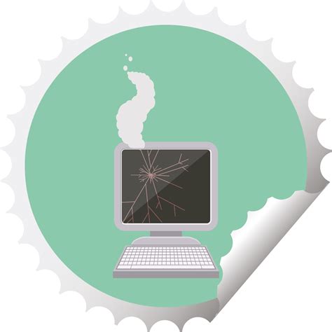 Broken Computer Round Sticker Stamp 36482280 Png
