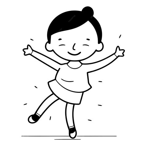 白い背景に孤立してジャンプしている幸せな女の子のイラスト プレミアムベクター 白い背景に孤立してジャンプしている幸せな女の子のイラスト プレミアムベクター