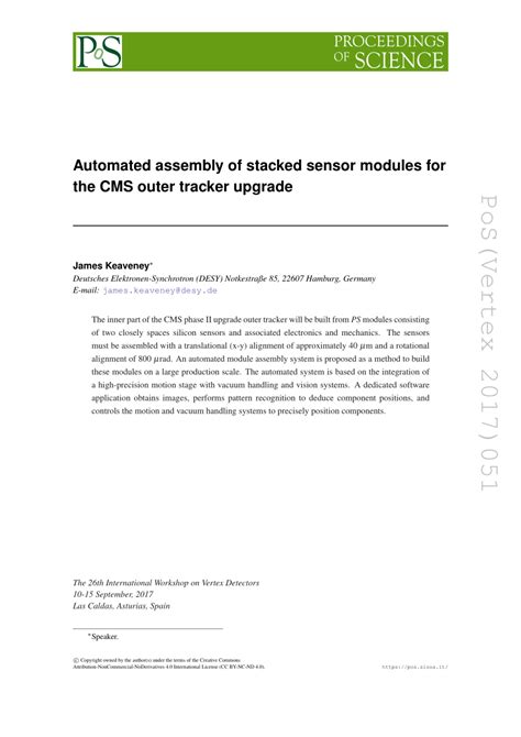 Pdf The Automated Assembly Of Stacked Detector Modules For The Cms Outer Tracker Upgrade