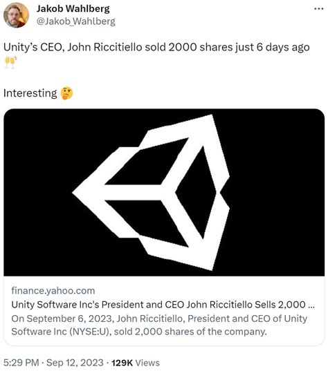 Unitys Ceo John Riccitiello Sold 2000 Shares Just 6 Days Ago 🥂 Know Your Meme