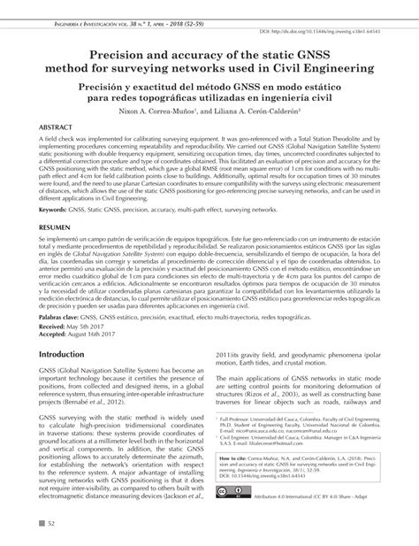 Pdf Precision And Accuracy Of The Static Gnss Method For Surveying
