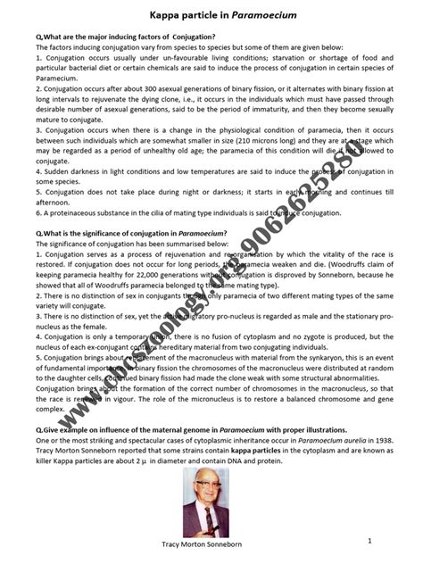 Kappa Particle In Paramoecium Pdf Biology Genetics
