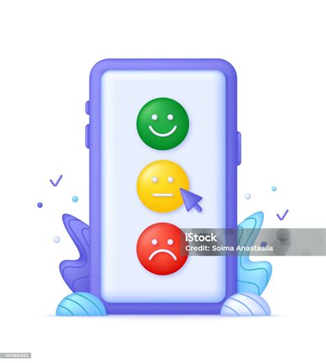 전화의 3d 피드백 감정 척도 좋은 평가와 나쁜 평가의 리뷰 감정의 형태로 피드백 3차원 형태에 대한 스톡 벡터 아트 및 기타 이미지 3차원 형태 감정 개념 Istock