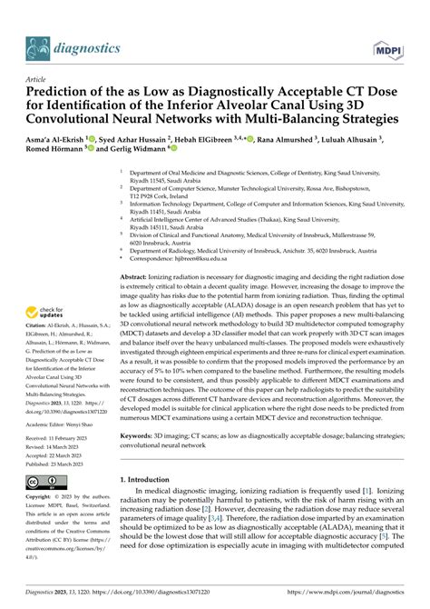 Pdf Prediction Of The As Low As Diagnostically Acceptable Ct Dose For Identification Of The