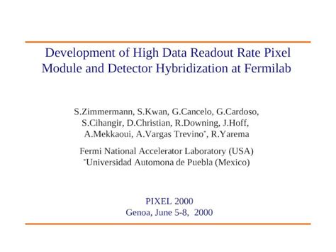 Ppt Development Of High Data Readout Rate Pixel Module And Detector Hybridization At Fermilab
