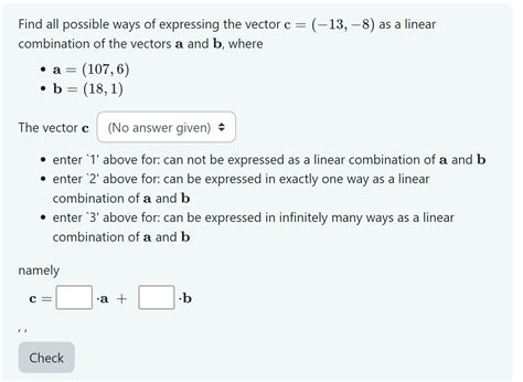 Solved Find All Possible Ways Of Expressing The Vector