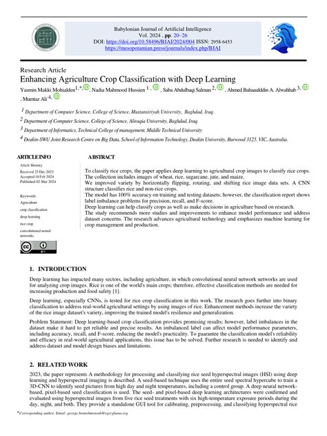 PDF Enhancing Agriculture Crop Classification With Deep Learning