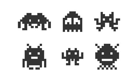 Premium Vector Pixel Monsters Game Icons Set 8 Bit Space Alien Illustration Symbol Invaders