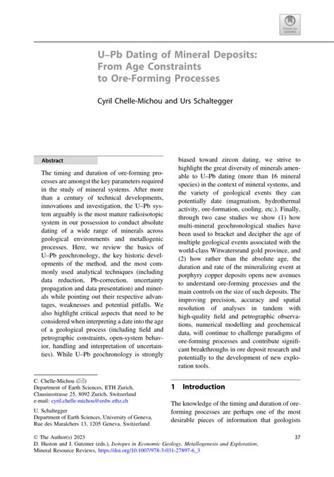 Pdf Upb Dating Of Mineral Deposits From Age Constraints To Ore
